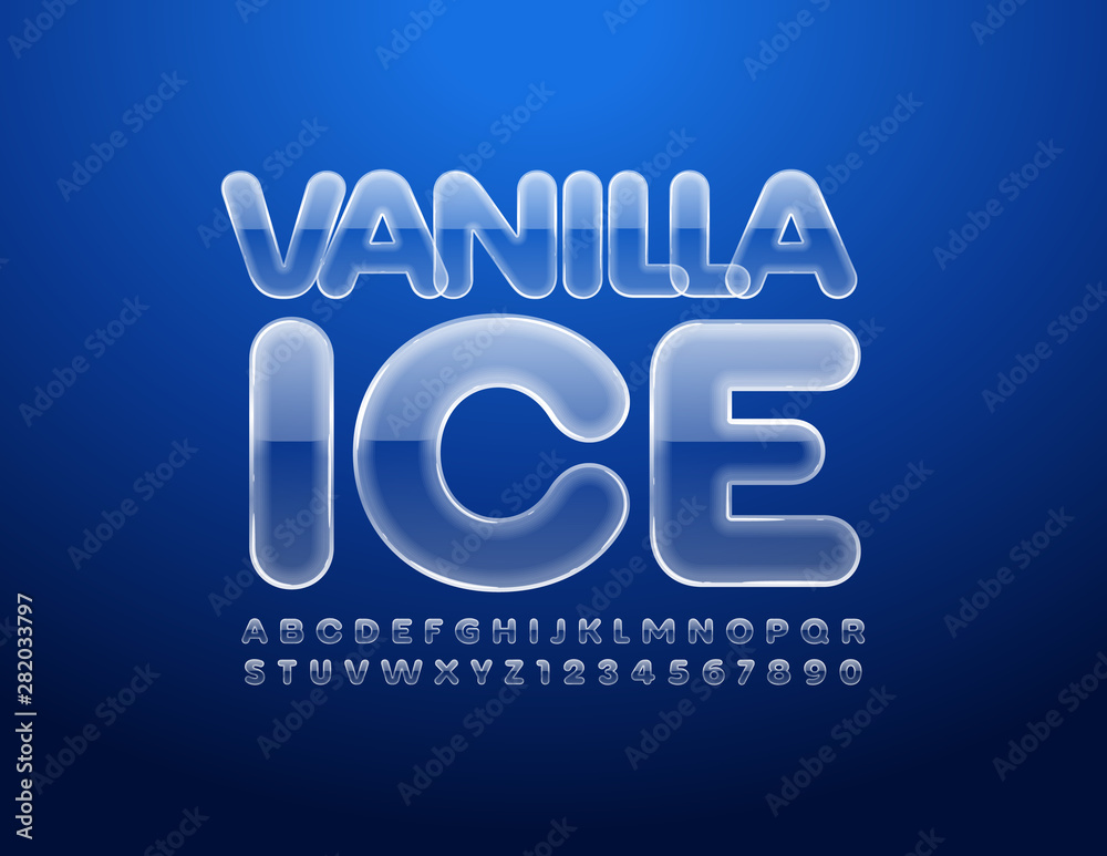 Vector shiny banner Vanilla Ice with Uppercase Glass Font. Transparent ...