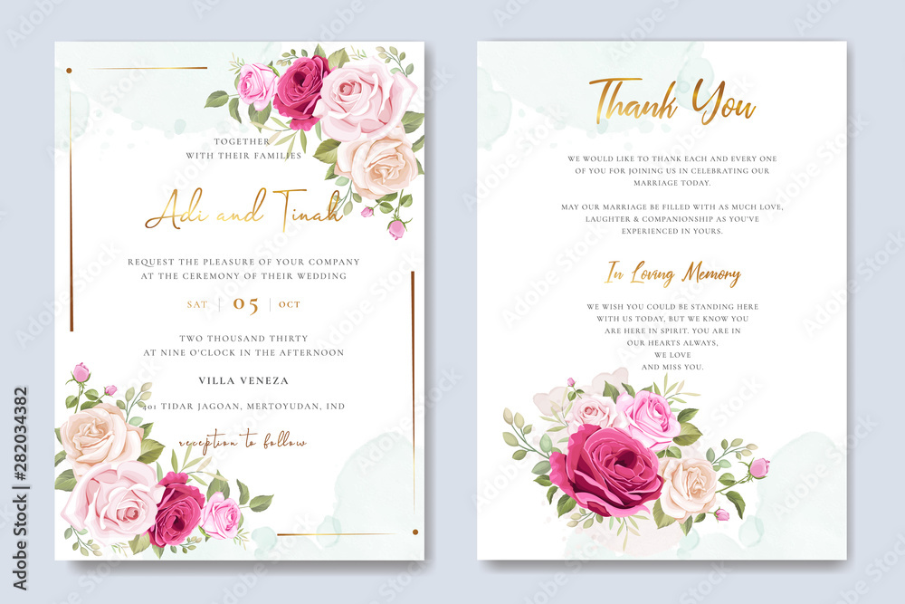wedding card design with floral frame template Stock Vector | Adobe Stock