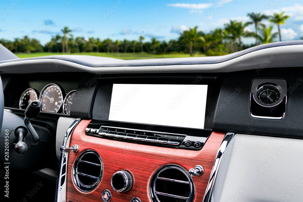 Monitor in car with isolated blank screen use for navigation maps and ...