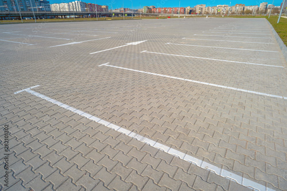 Open space with road signs and road markings, road intersections ...