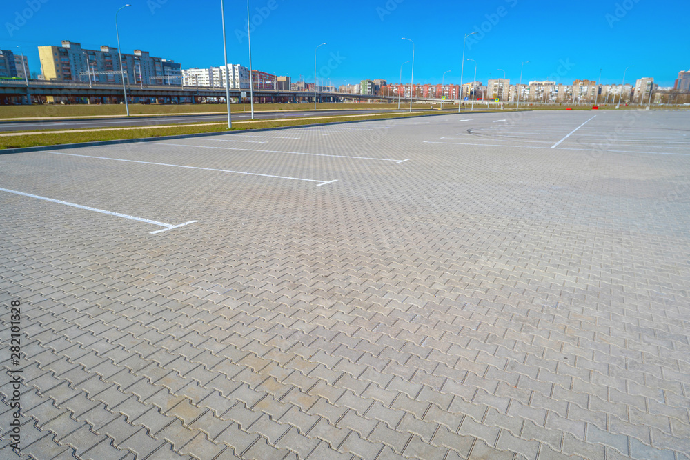 Open space with road signs and road markings, road intersections ...