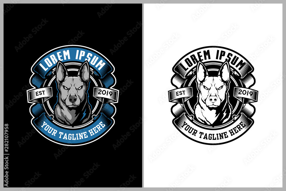 angry dog vector badged logo template Stock Vector | Adobe Stock