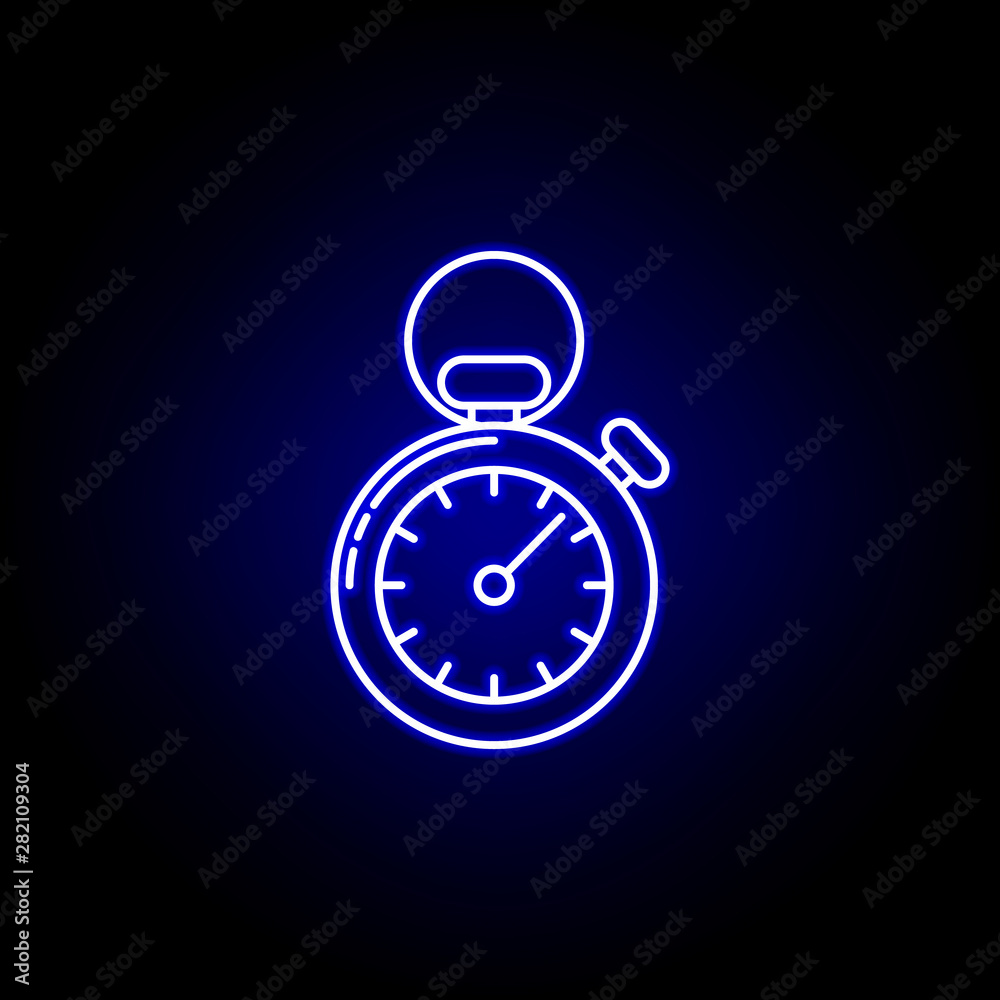 logistics stopwatch line icon in blue neon style. Set of logistics ...
