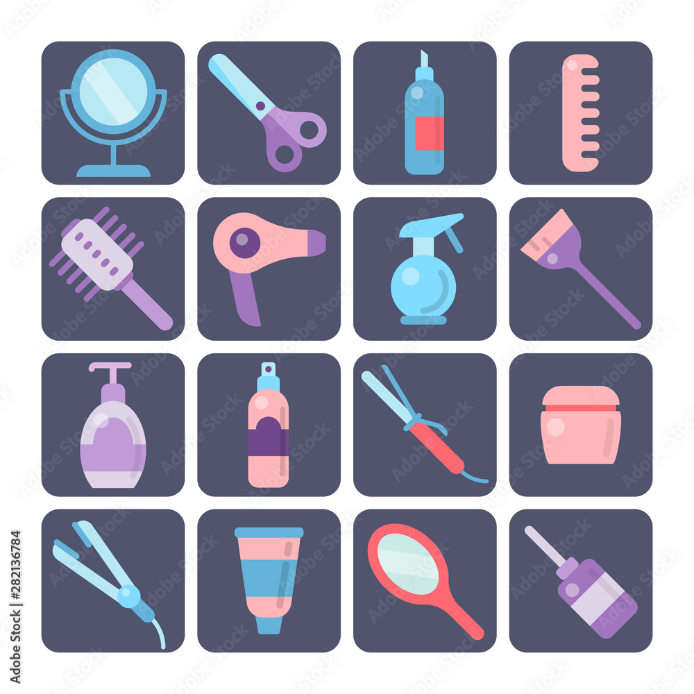 Hairdressing tools icons set Stock Vector | Adobe Stock