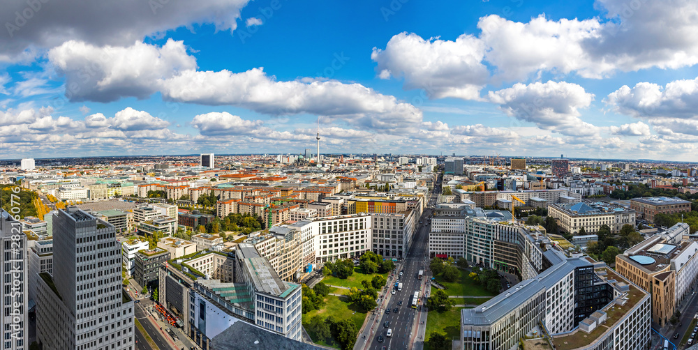 Panoramic aerial view of Berlin city center, Germany. Skyline view of ...