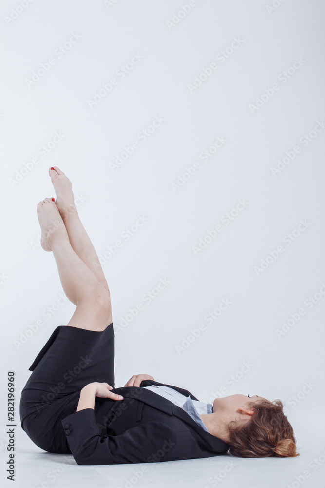 Woman in alcohol intoxication after corporate party eating berry. Pin ...