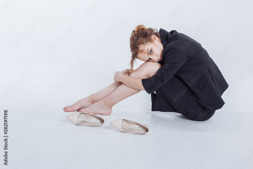 Woman in alcohol intoxication after corporate party eating berry. Pin ...