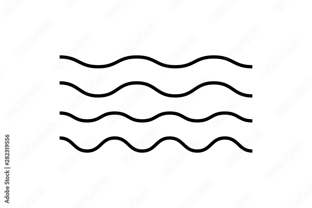 Set of linear vector isolated waves. Curved vector lines. Vector sigzag ...