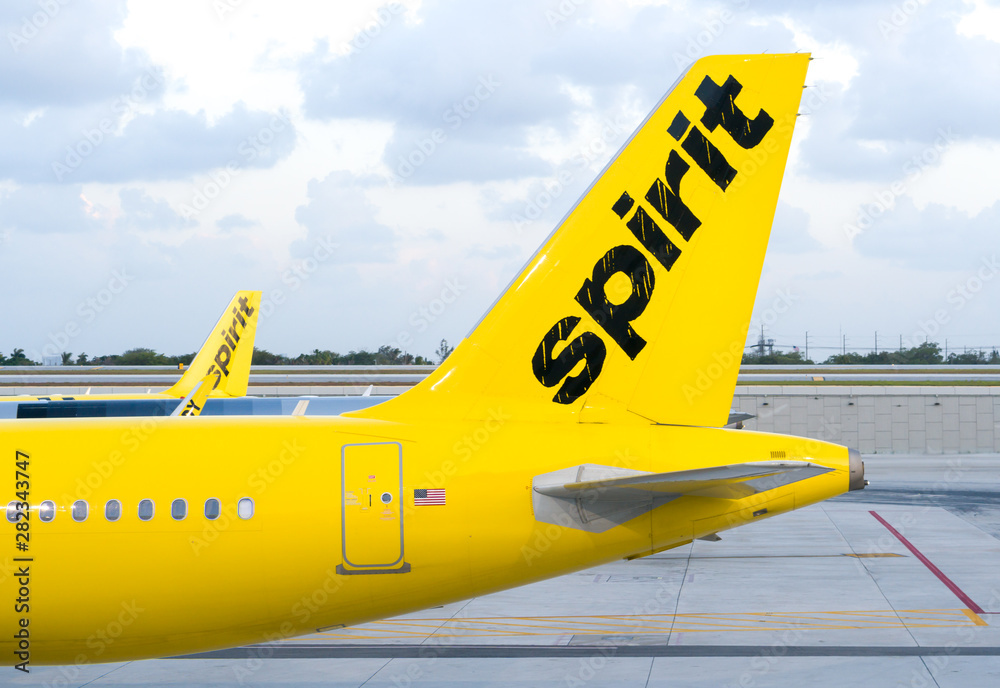 Spirit Airlines Airplane and Trademark Logo Stock Photo | Adobe Stock