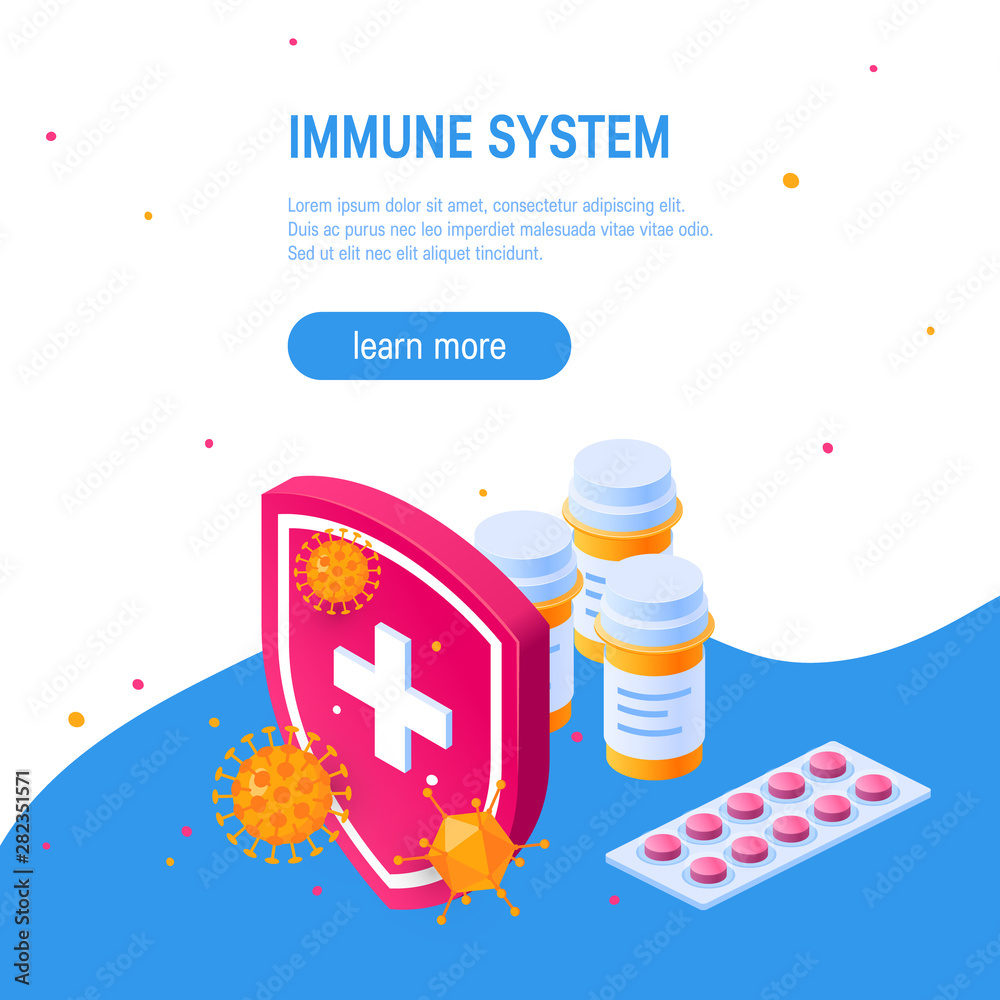 Immune system vector concept in isometric view Stock Vector | Adobe Stock