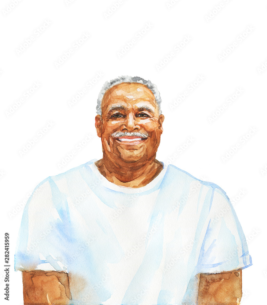 Watercolor realistic male portrait Stock Illustration | Adobe Stock