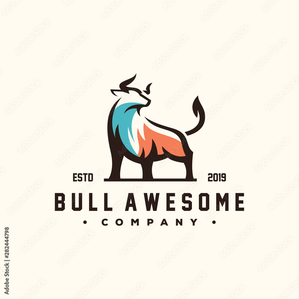 awesome bull color logo design Stock Vector | Adobe Stock