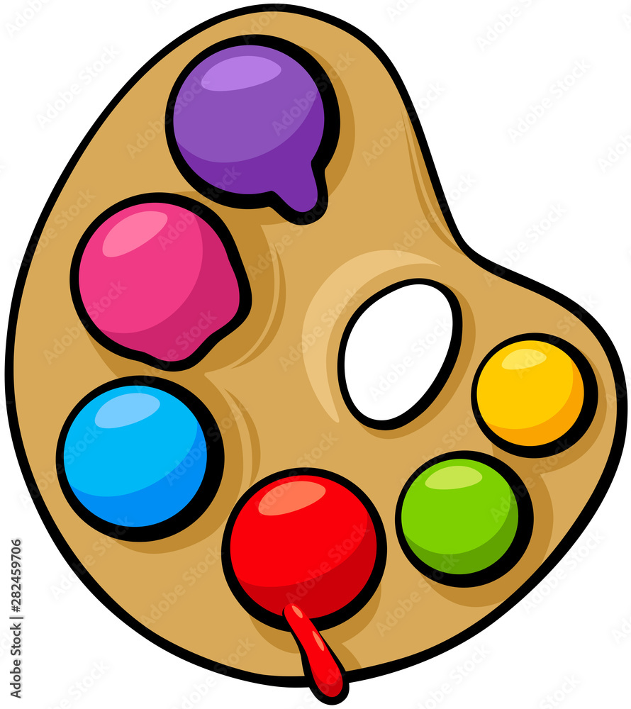 artist palette with paints clip art cartoon Stock Vector | Adobe Stock