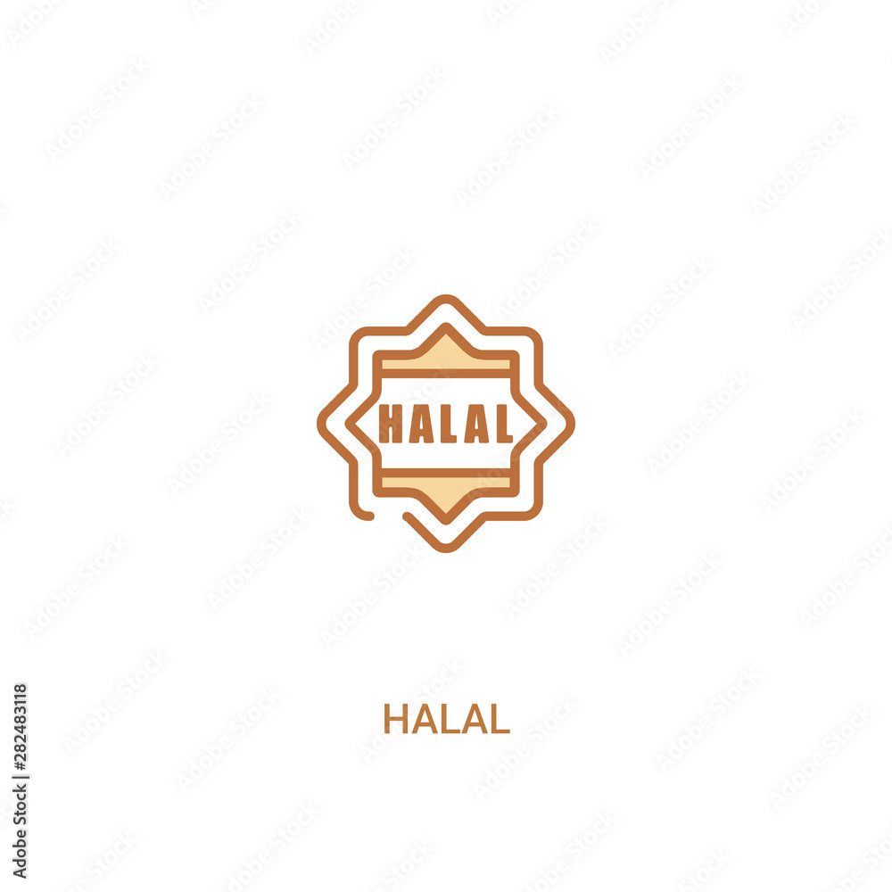 halal concept 2 colored icon. simple line element illustration. outline ...