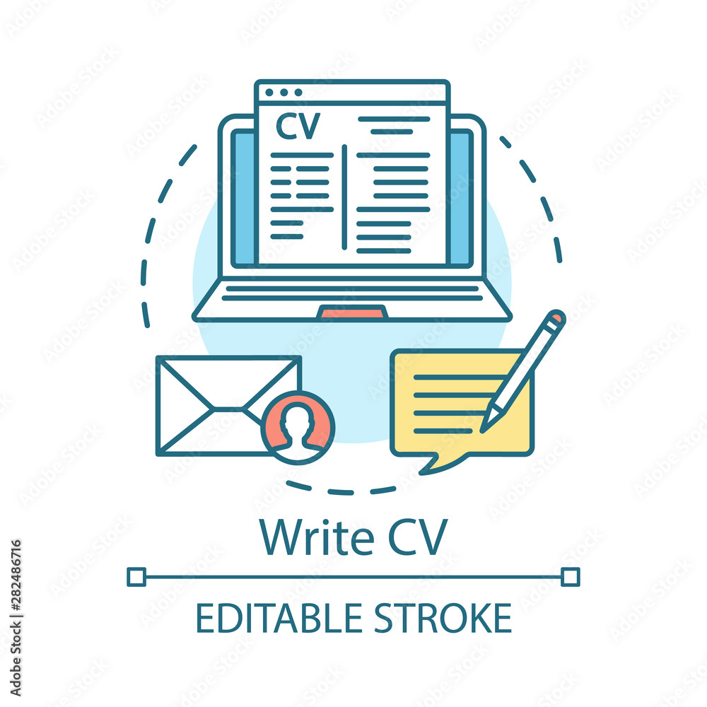 Write CV concept icon. Resume, curriculum vitae idea thin line ...