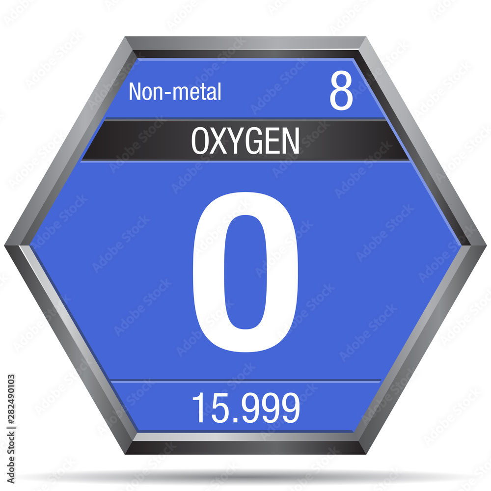 Image vectorielle Stock Oxygen symbol in the form of a hexagon with a ...