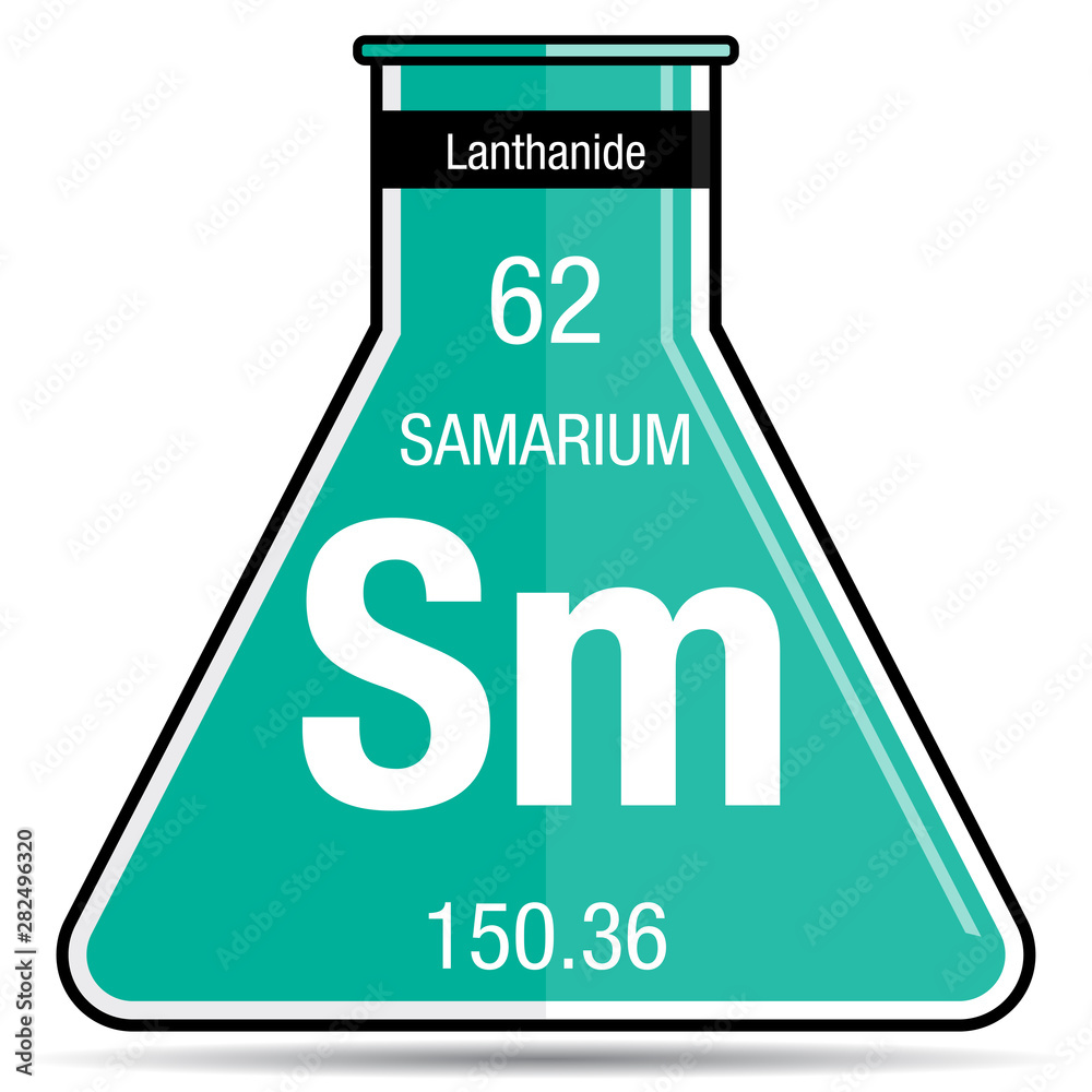 Vector de Stock Samarium symbol on chemical flask. Element number 62 of ...