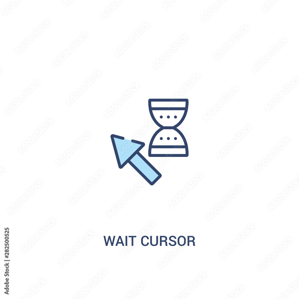 wait cursor concept 2 colored icon. simple line element illustration. outline blue wait cursor ...