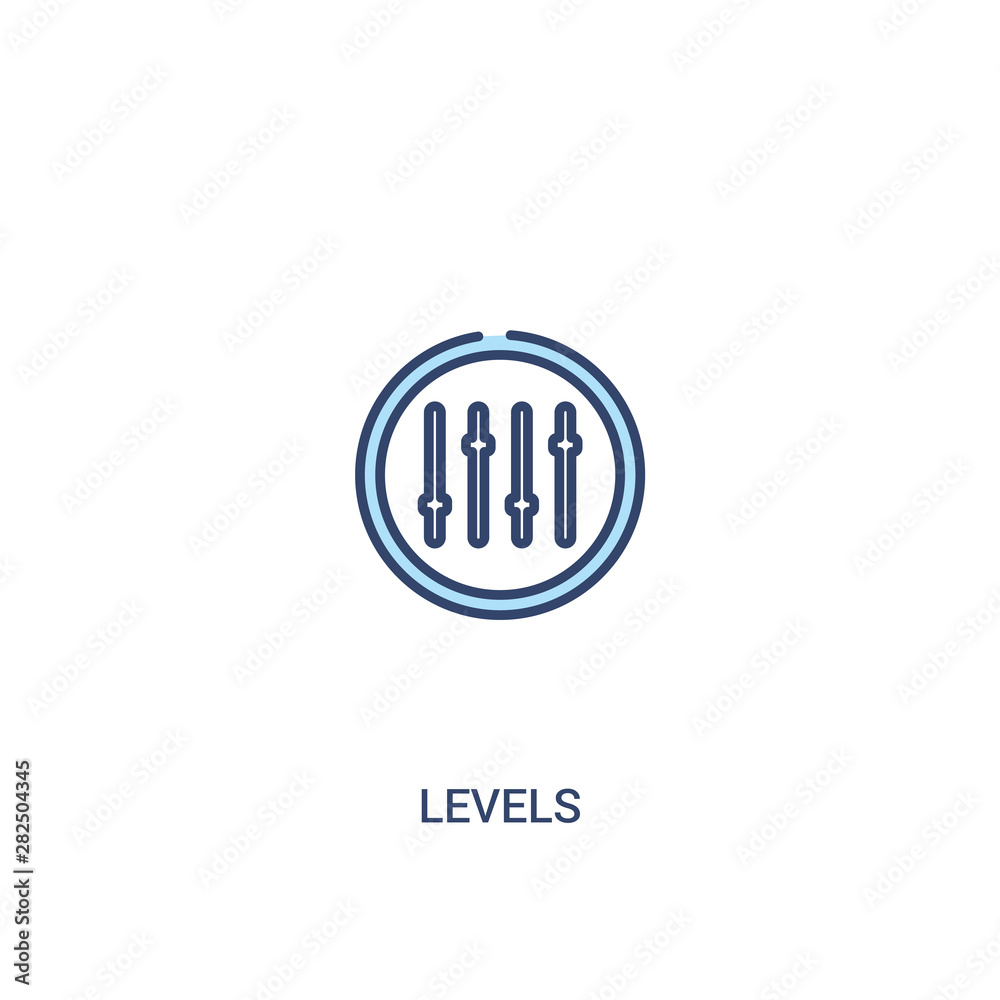 levels concept 2 colored icon. simple line element illustration. outline blue levels symbol. can ...