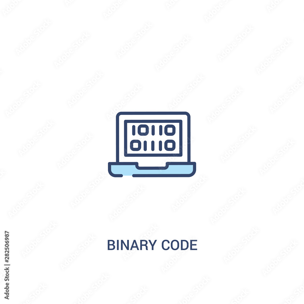 binary code concept 2 colored icon. simple line element illustration ...