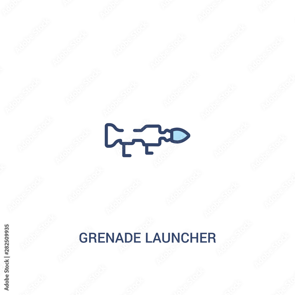 grenade launcher concept 2 colored icon. simple line element illustration. outline blue grenade ...