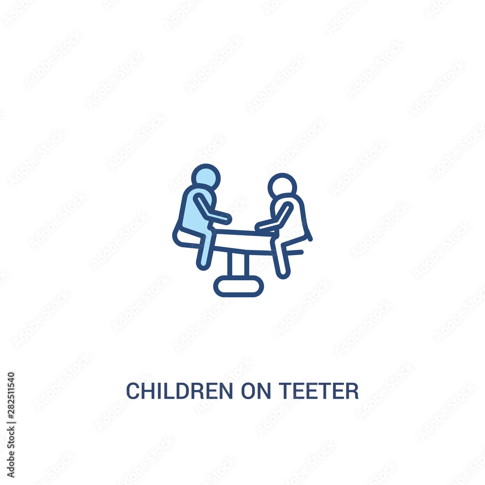 children on teeter totter concept 2 colored icon. simple line element ...