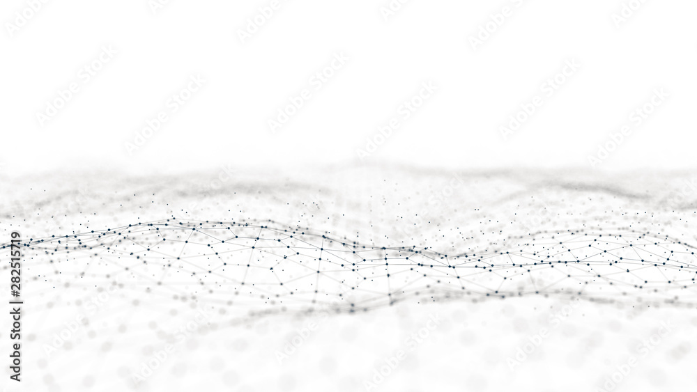 Abstract 3d rendering futuristic dots and lines. computer geometric digital connection structure ...