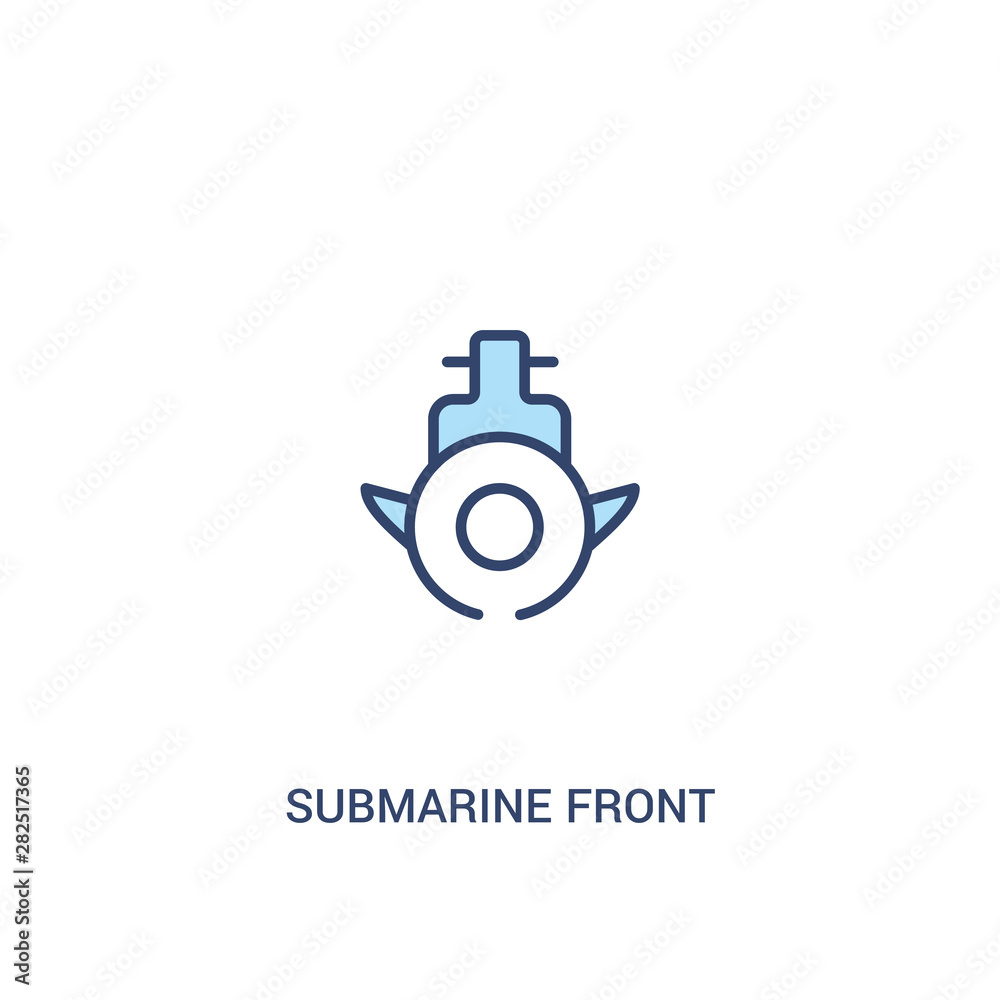 Submarine Front View Concept 2 Colored Icon Simple Line Element Illustration Outline Blue