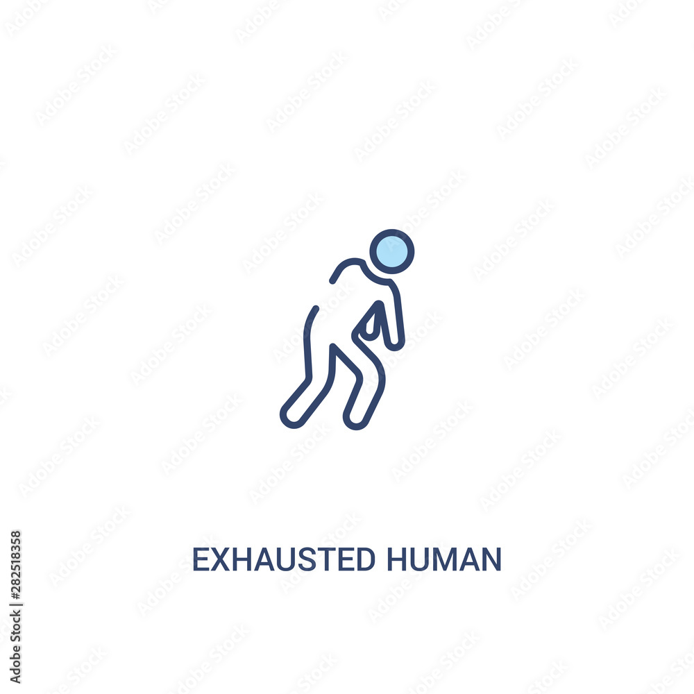 exhausted human concept 2 colored icon. simple line element ...