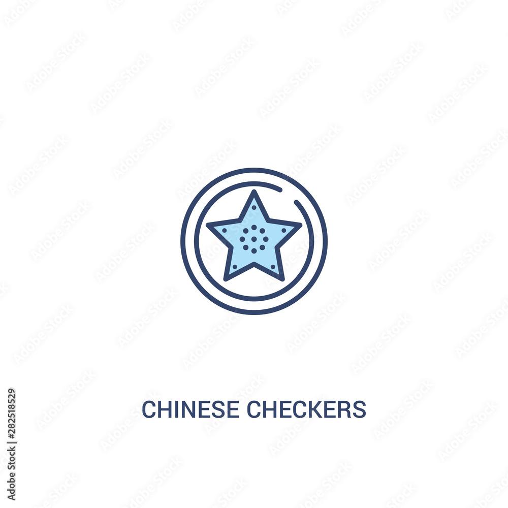 chinese checkers concept 2 colored icon. simple line element illustration. outline blue chinese ...