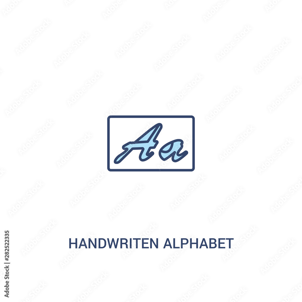 Handwriten Alphabet Concept 2 Colored Icon Simple Line Element Illustration Outline Blue