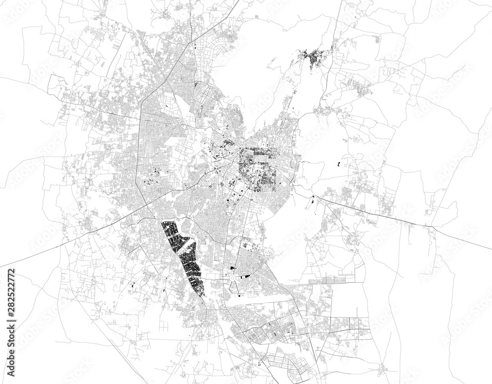 Satellite map of Jaipur, India. It is the capital and the largest city ...