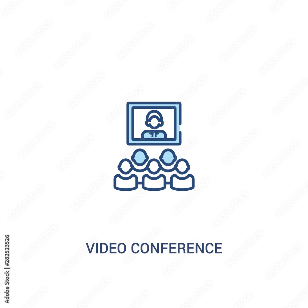 video conference concept 2 colored icon. simple line element ...