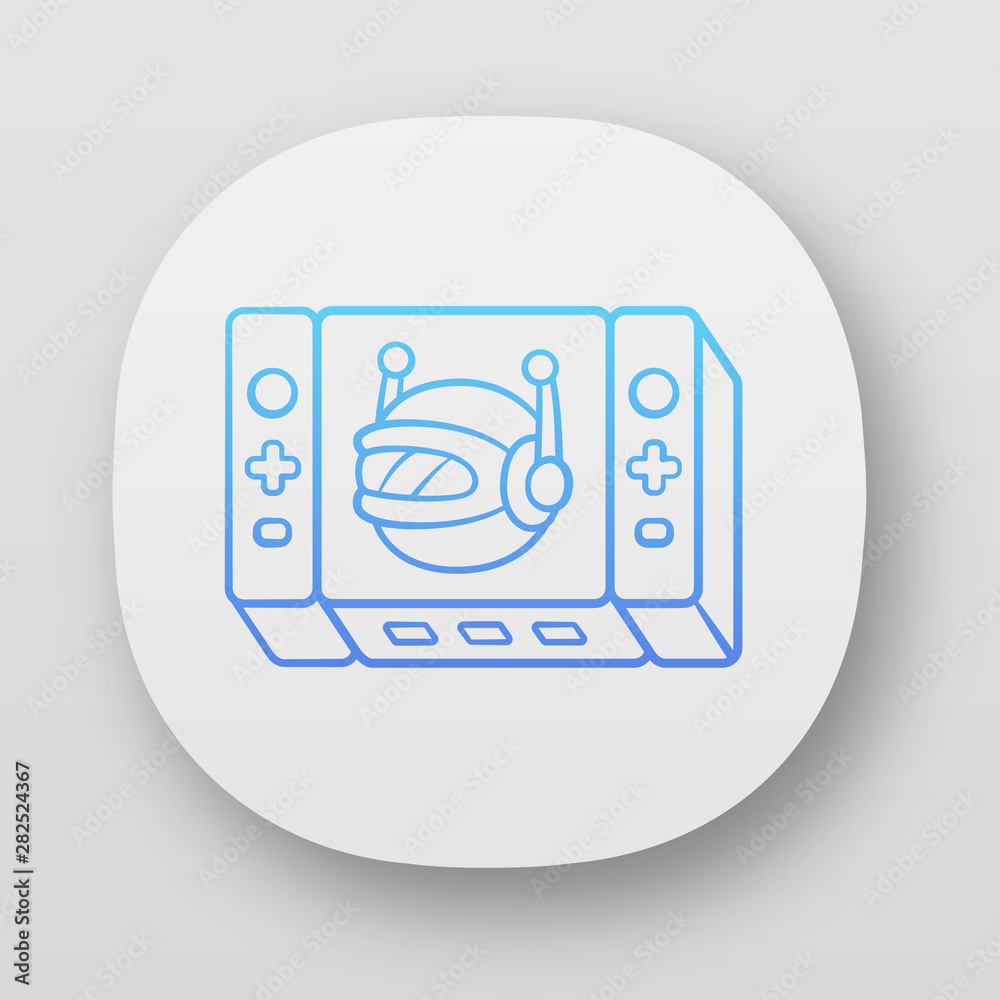 Game bot app icon. Artificial intelligence software algorithms. Virtual reality. Non-player ...