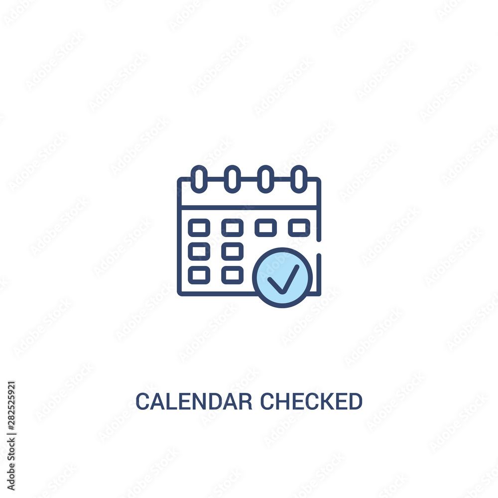 calendar checked concept 2 colored icon. simple line element ...