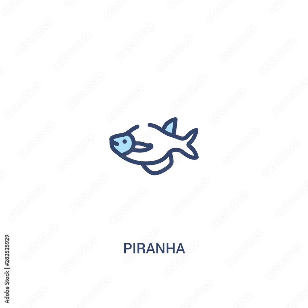 piranha concept 2 colored icon. simple line element illustration. outline blue piranha symbol ...