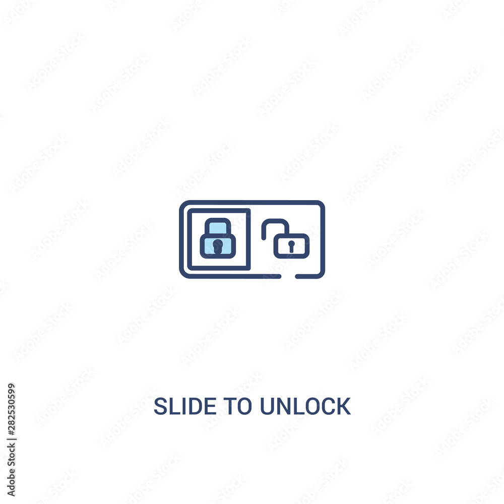 slide to unlock concept 2 colored icon. simple line element ...