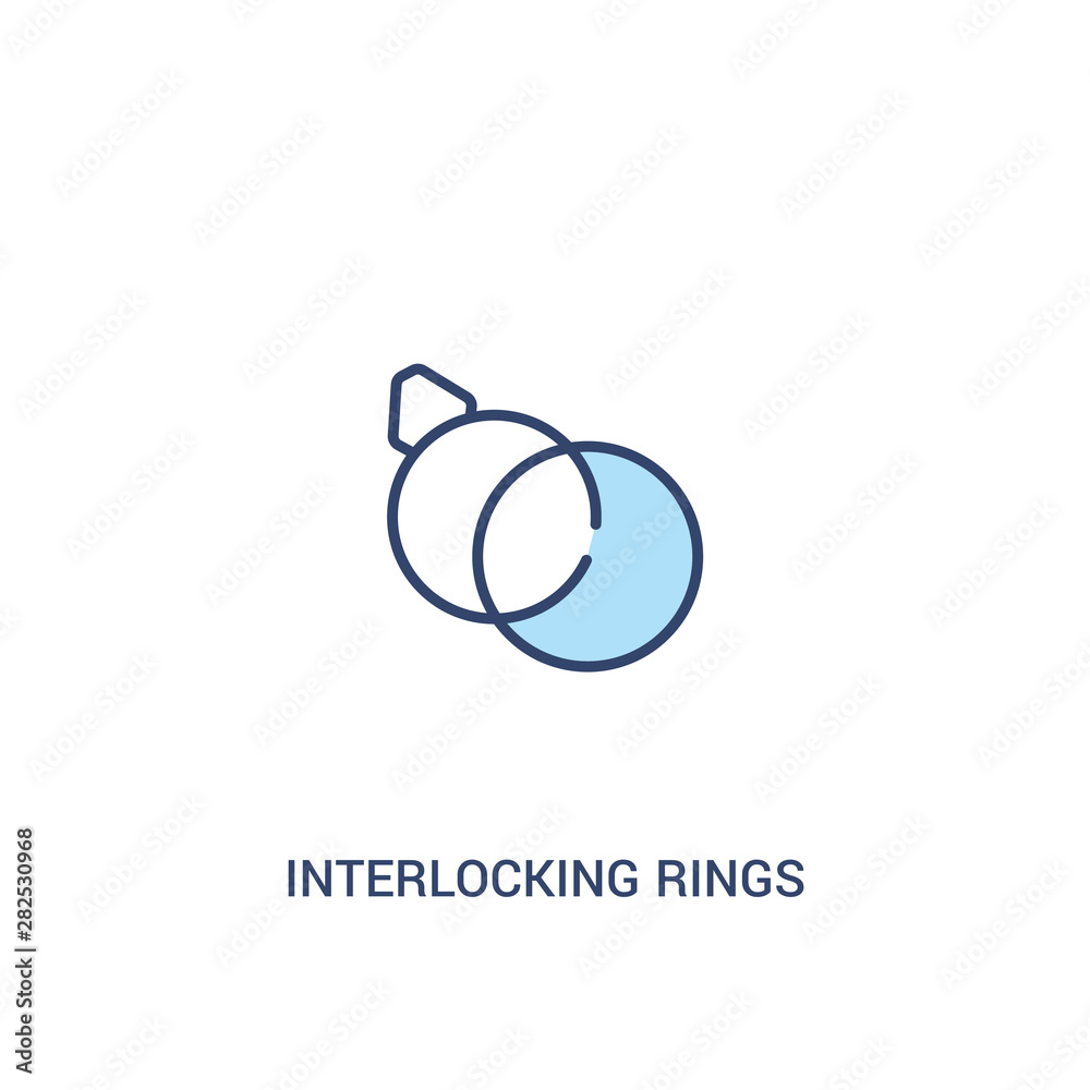 interlocking rings concept 2 colored icon. simple line element ...