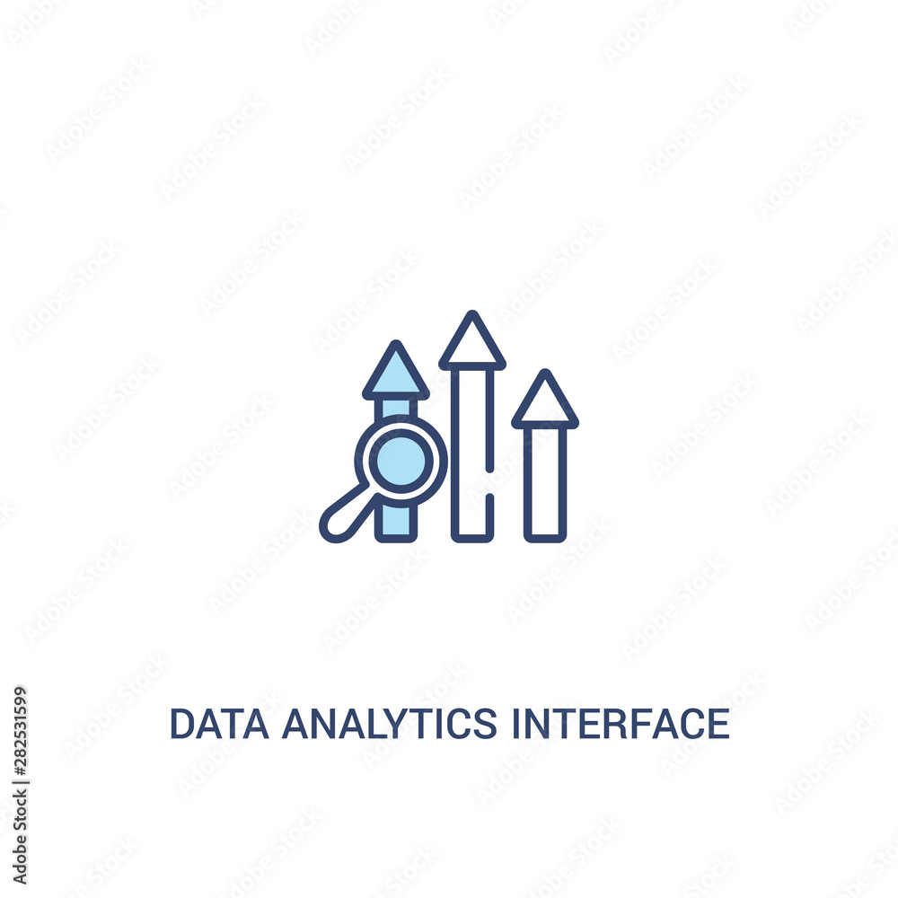 data analytics interface concept 2 colored icon. simple line element illustration. outline blue ...