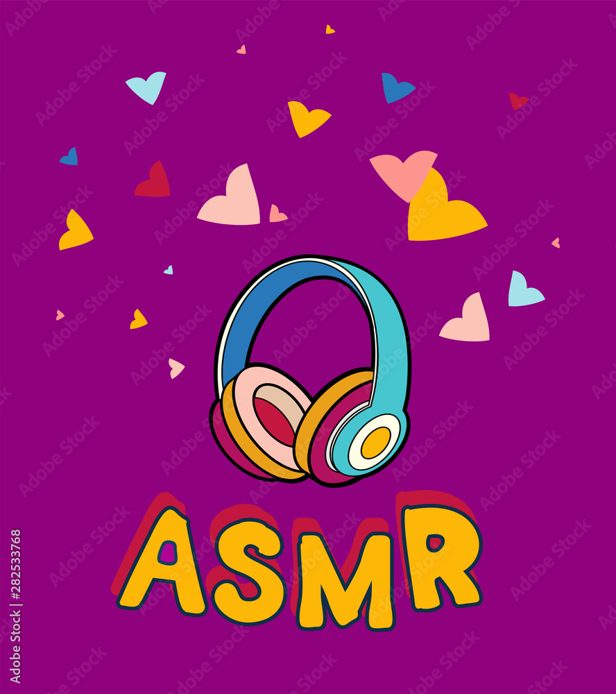 ASMR headphones vector isolated logo, icon. Autonomous sensory meridian ...