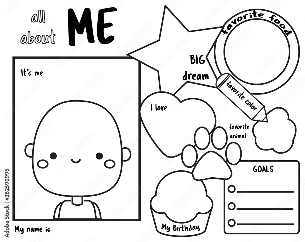 All about me. Writing prompt for kids blank. Educational children page ...