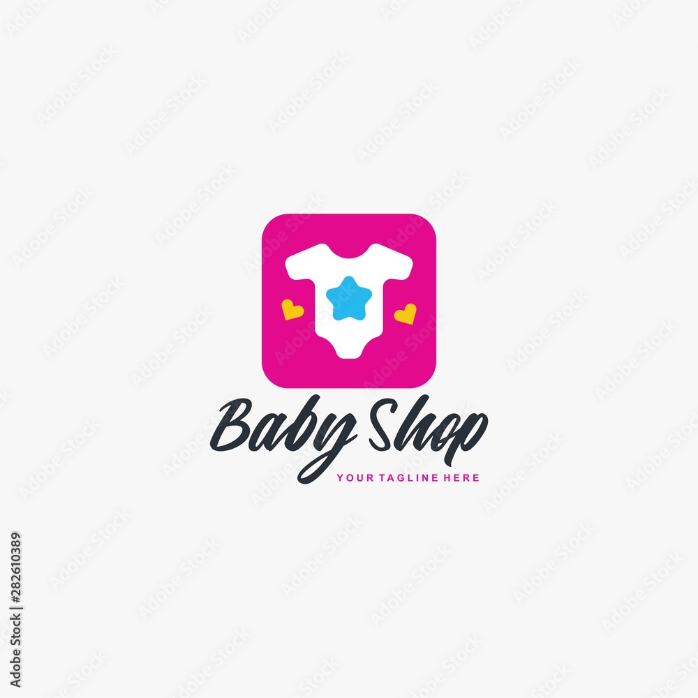 Baby shop logo design vector. Kids store illustration symbol. Toys shop ...