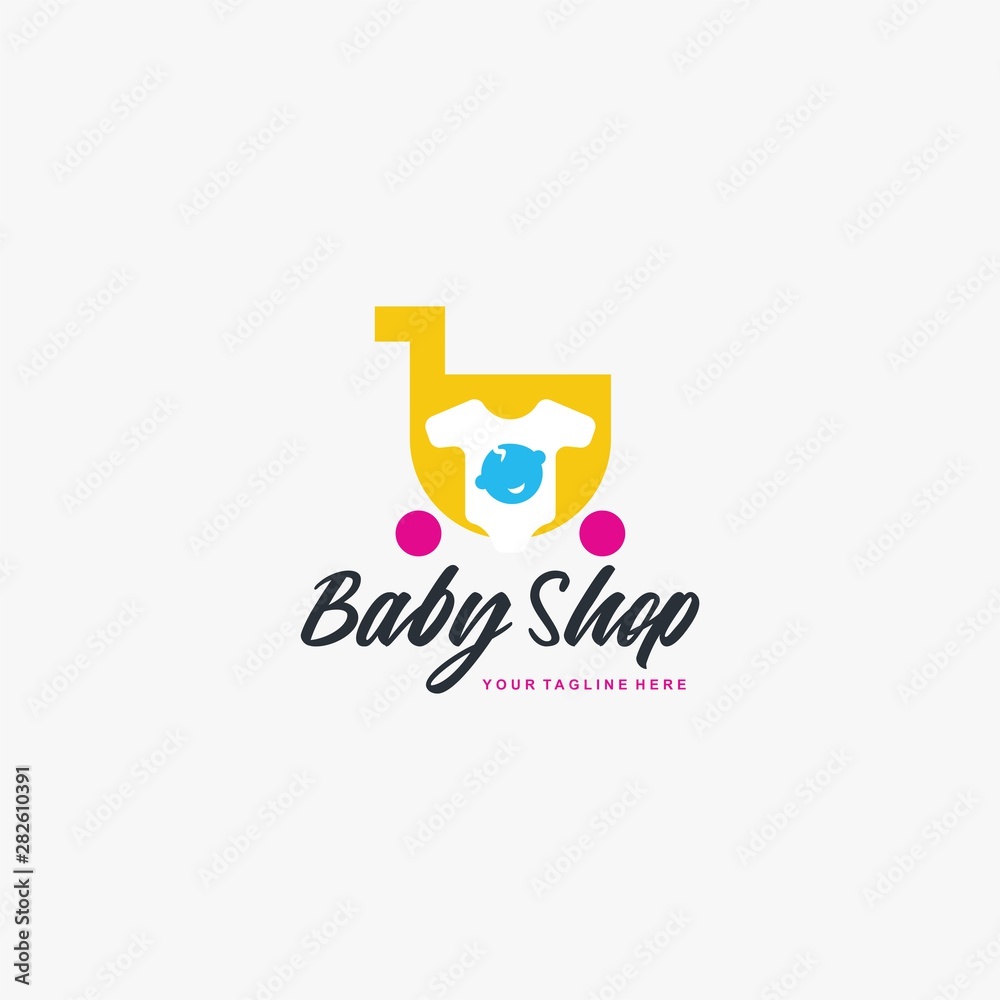 Baby shop logo design vector. Kids store illustration symbol. Toys shop ...