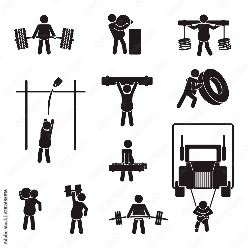 Strongman people icon set. Vector. Stock Vector | Adobe Stock