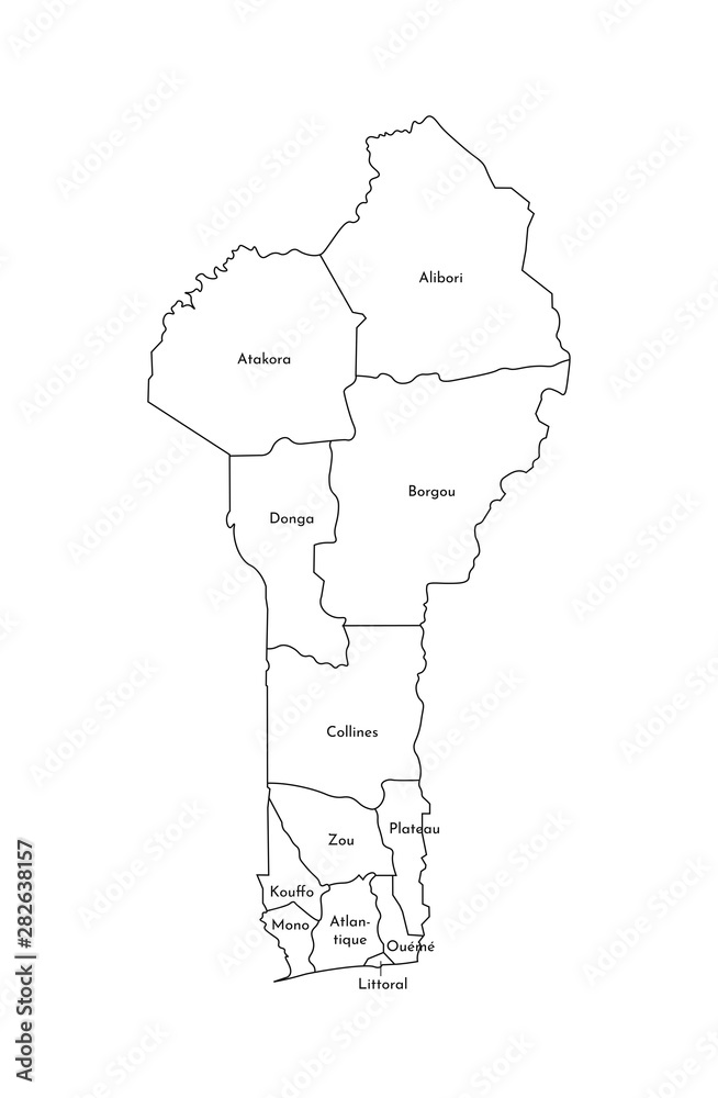 Vector isolated illustration of simplified administrative map of Benin ...