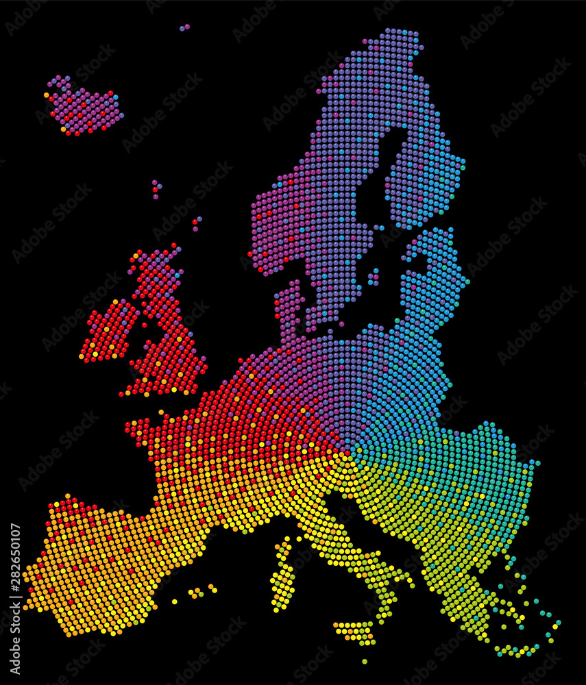 Rainbow colored Europe map. Symbol for a multicultural, tolerant ...