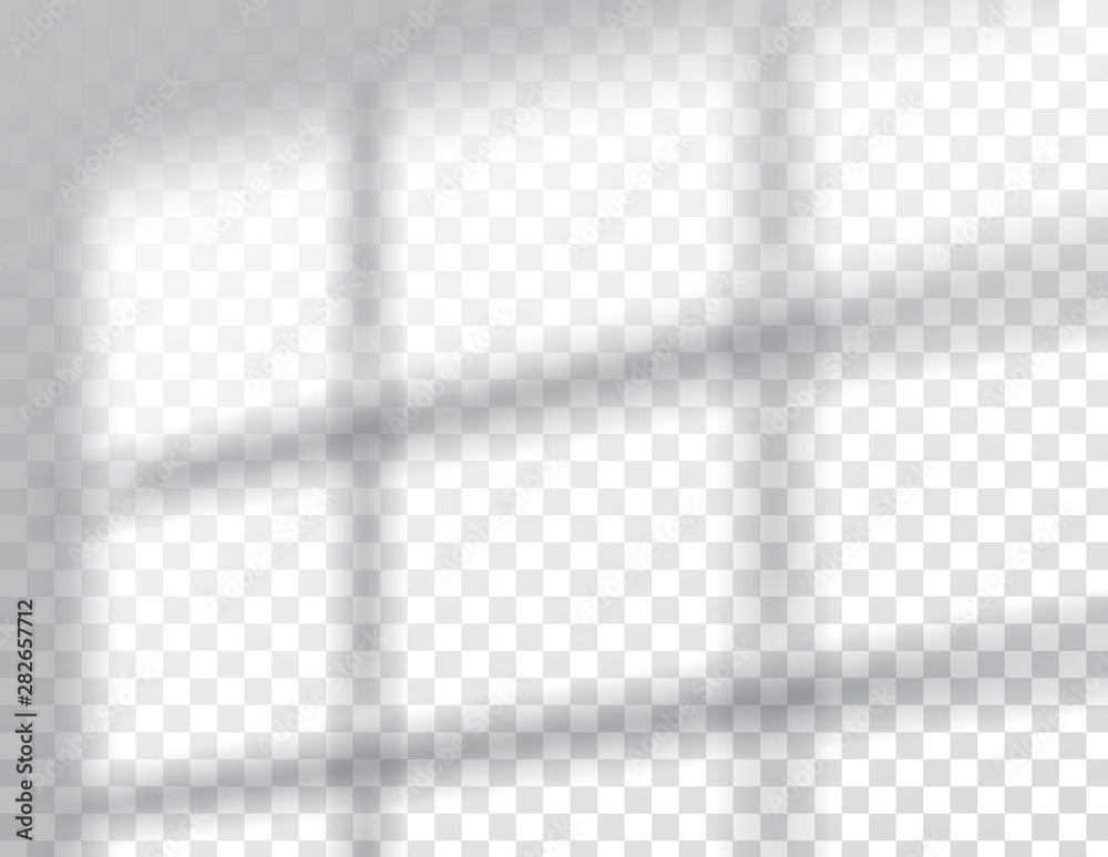 Shadows overlay effects mock up, window frame natural light, vector ...