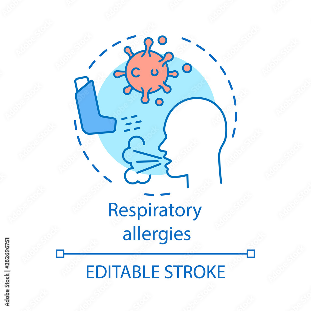 Respiratory allergies concept icon. Airborne allergic diseases idea ...