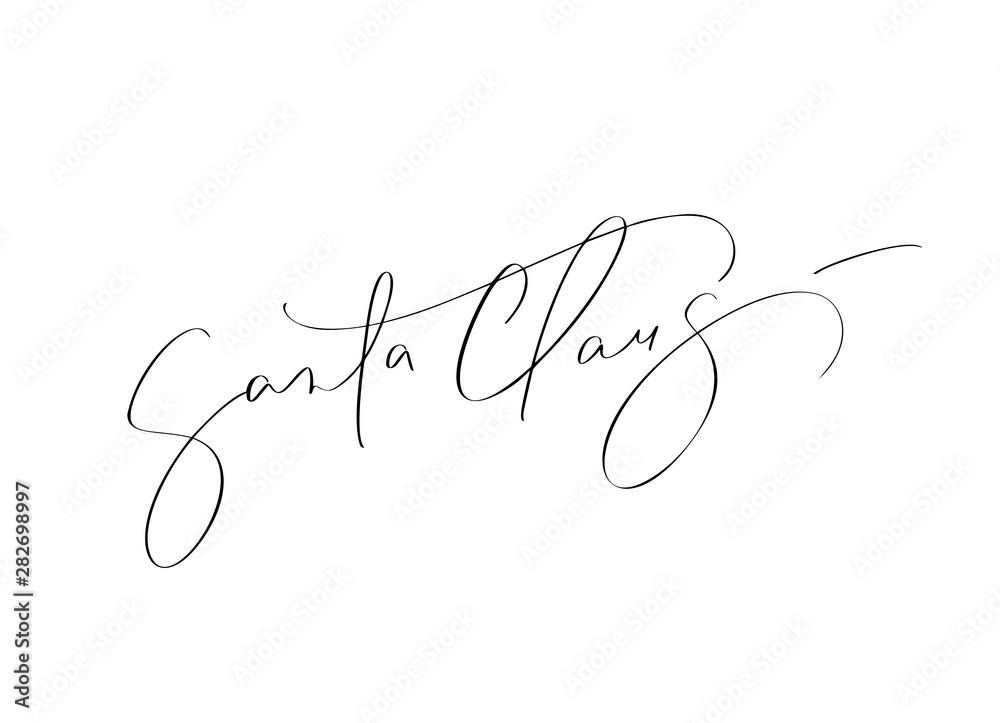 Santa Claus vector signature Calligraphic Christmas text. Lettering ...