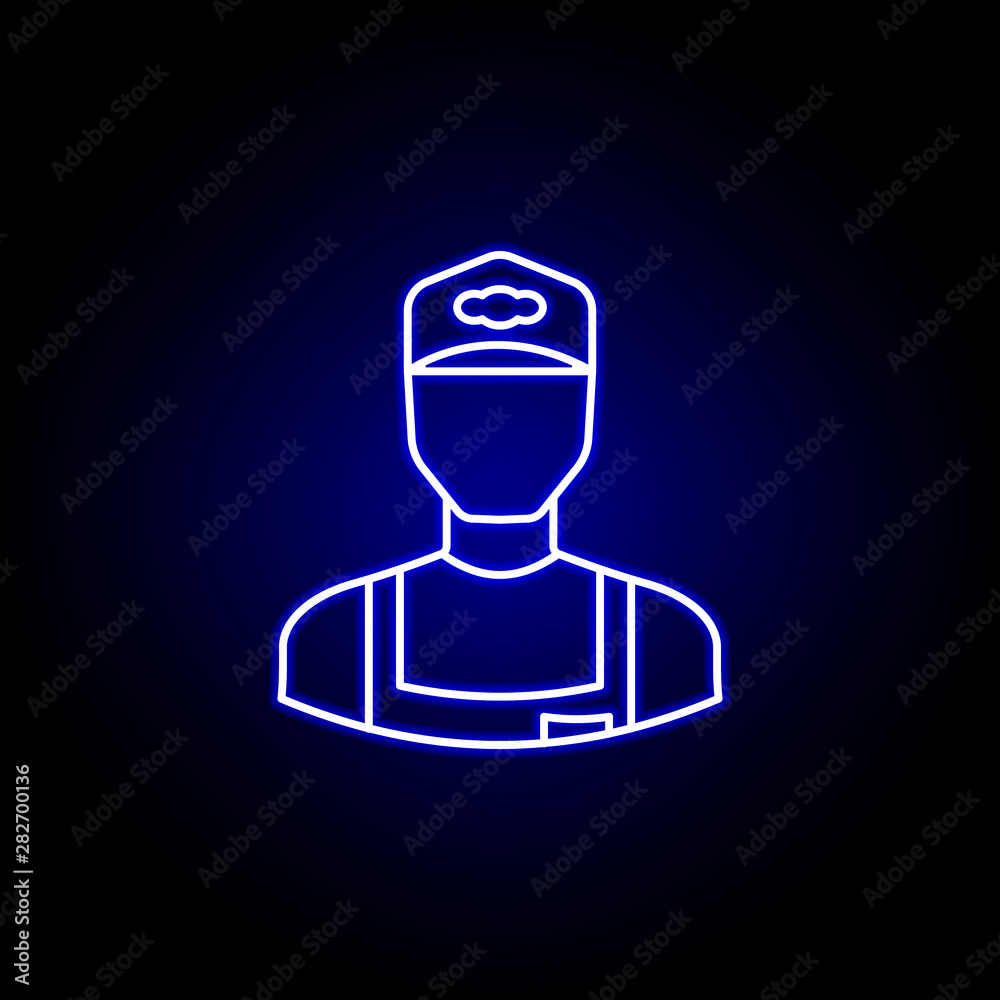 avatar loader outline icon in blue neon style. Signs and symbols can be ...